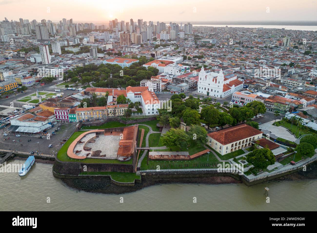 Aerial View of Historical Cannon Fort and Surrounding Area With Belem ...
