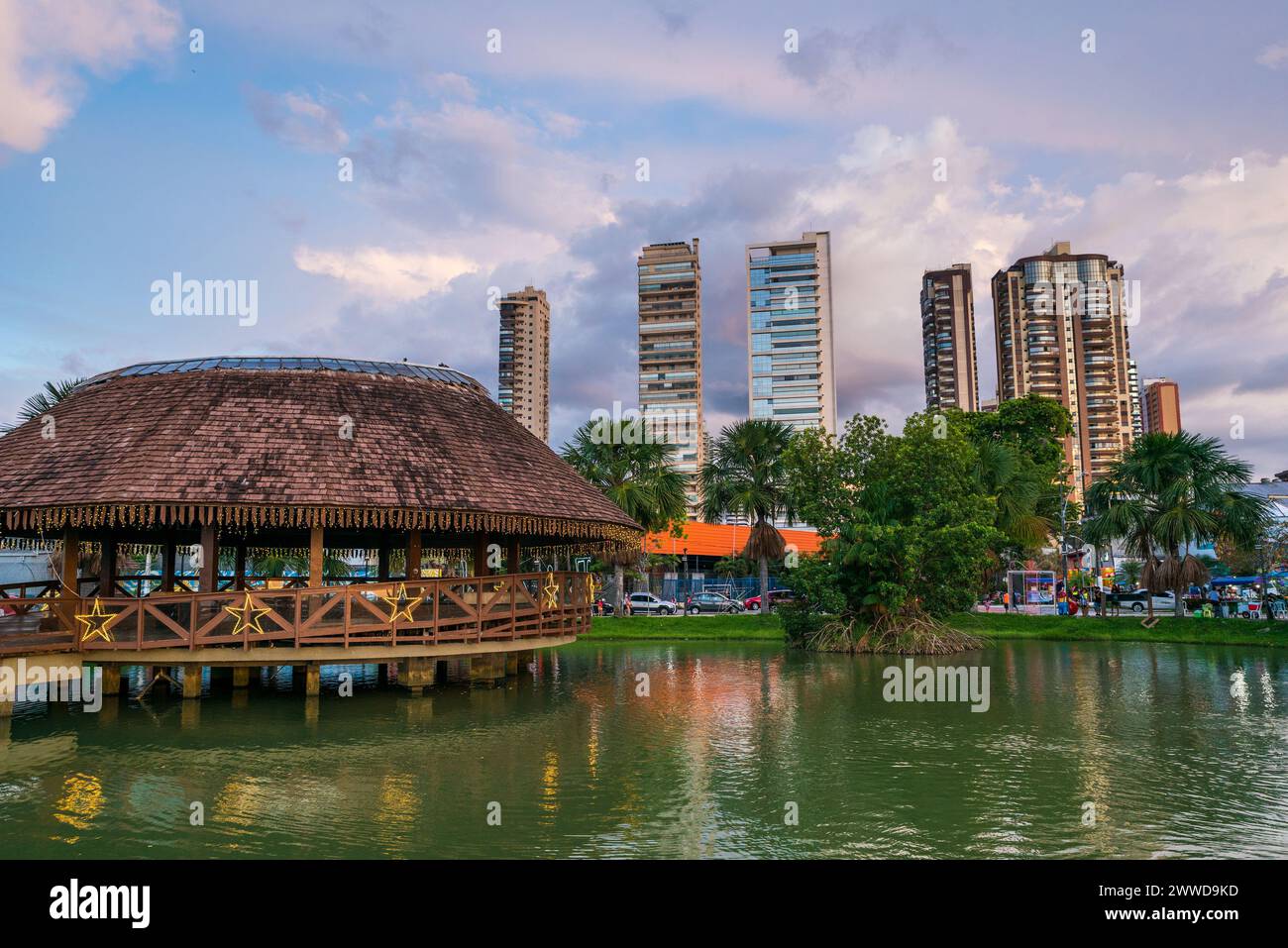 Wooden Concert Hall on Water and Tall Apartment Buildings at Ver o Rio ...