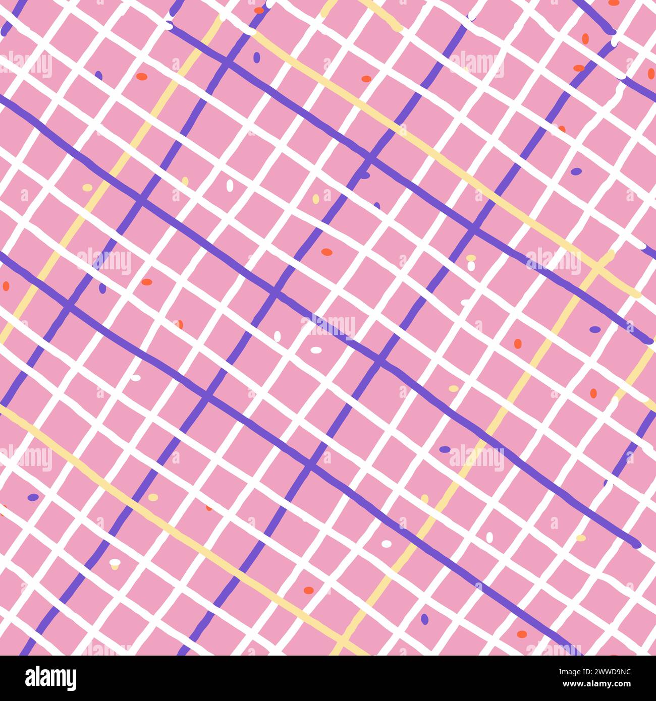 Vector hand drawn cute checkered pattern. Doodle Plaid geometrical ...