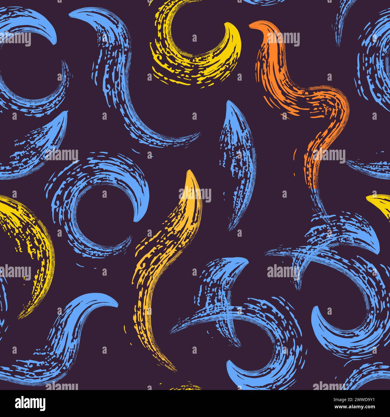 Squiggle line doodle seamless pattern wth dry brush scribbles. Creative ...