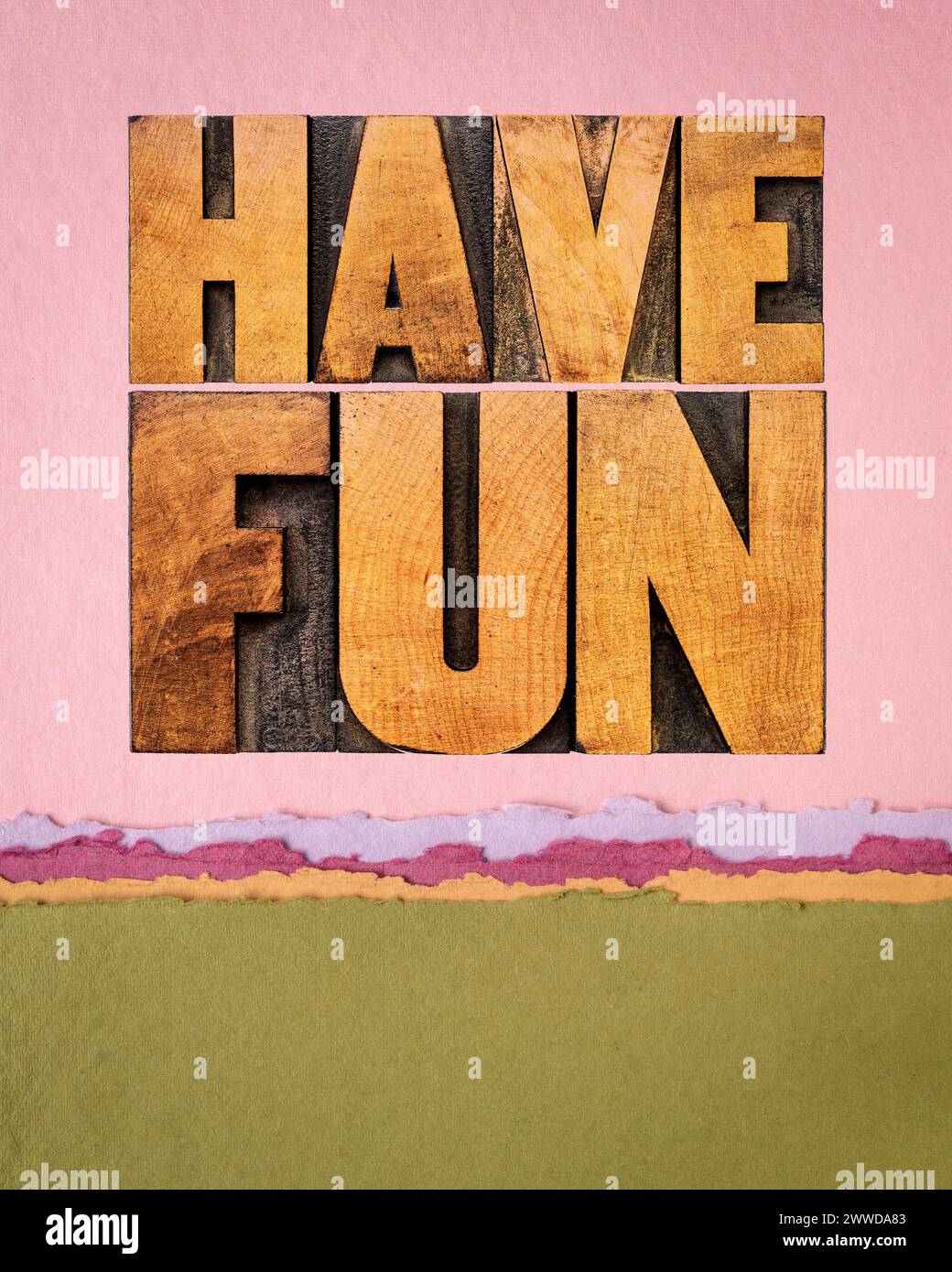 have fun word abstract - text in vintage letterpress wood type blocks ...