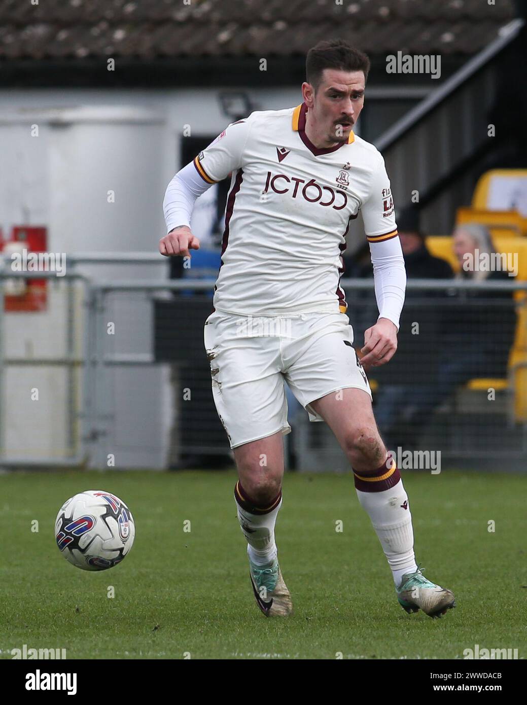 Harrogate on Saturday 23rd March 2024. Bradford City's Jamie Walker ...