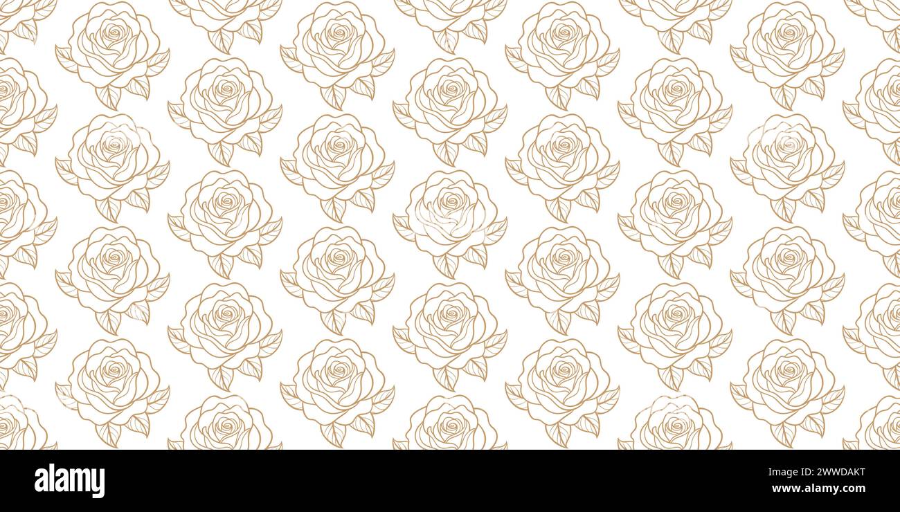 Seamless pattern with gold roses on a white background. Vector ...