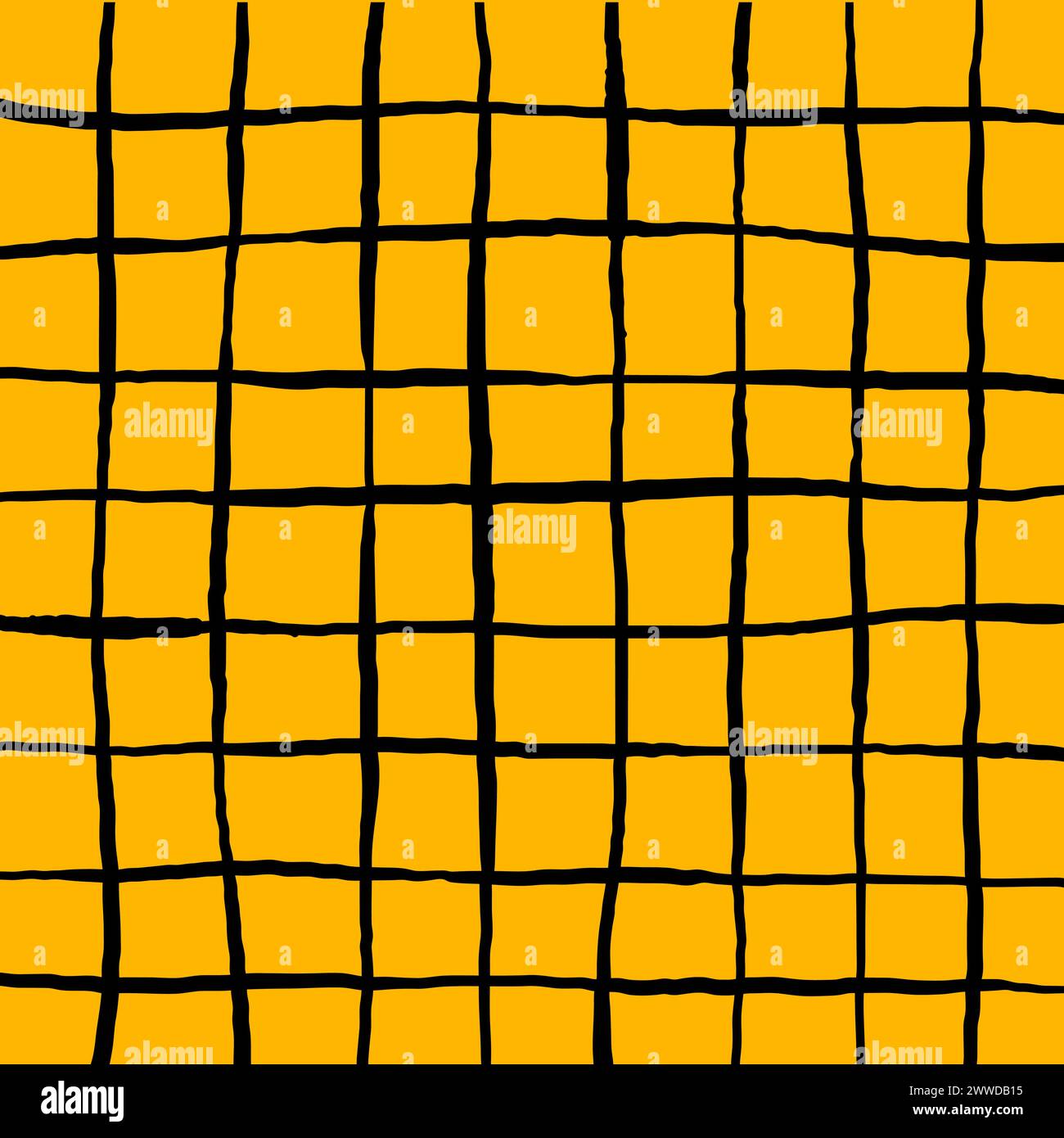 Hand drawn cute grid. doodle yellow, black plaid pattern with Checks ...