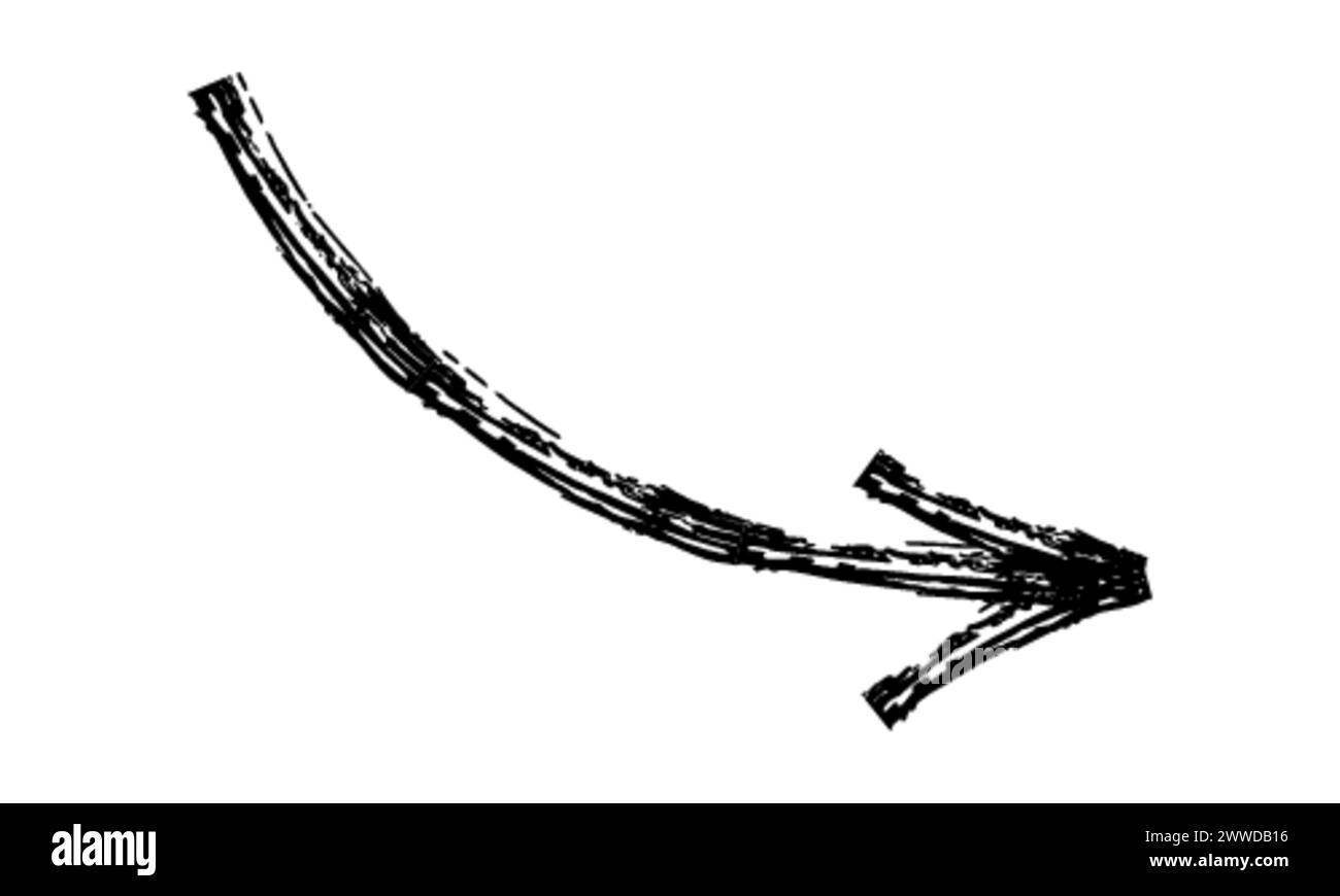Brush drawn thick doodle squiggle arrow. black grunge banner for your ...