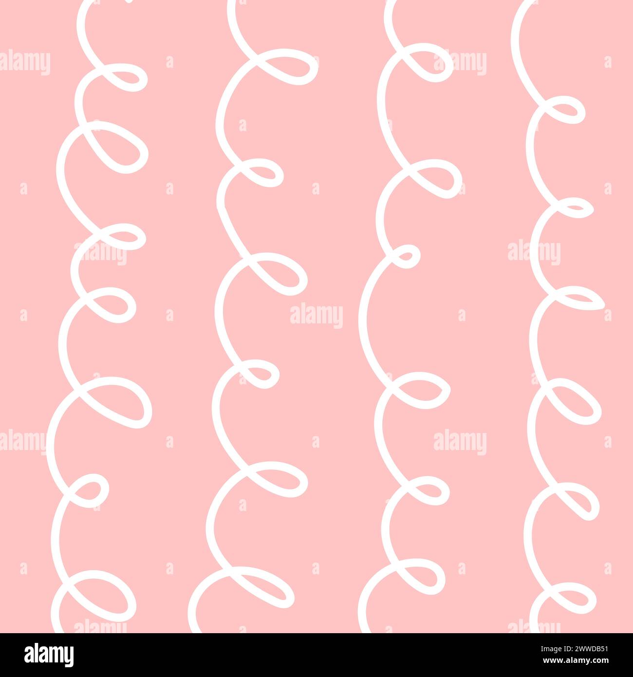 Hand drawn cute squiggle grid. doodle pink, white wavy pattern with ...