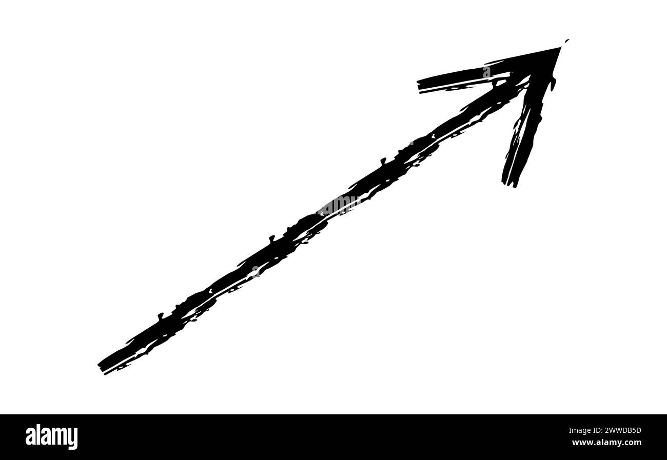 Hand drawn crayon chalk charcoal line arrow. textured arrow isolated on ...