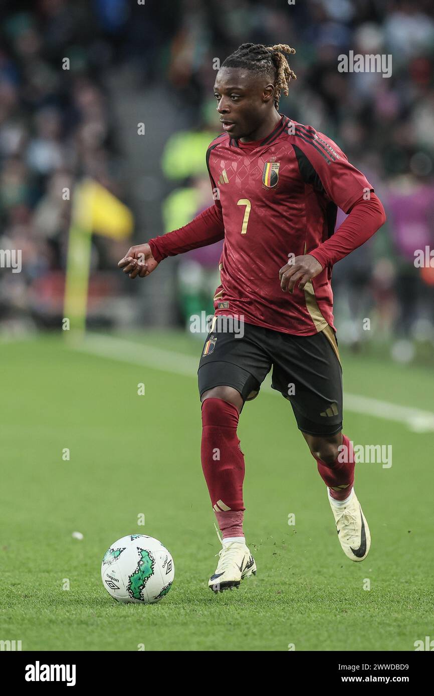 Dublin, Ireland. 23rd Mar, 2024. Belgium's Jeremy Doku pictured in ...