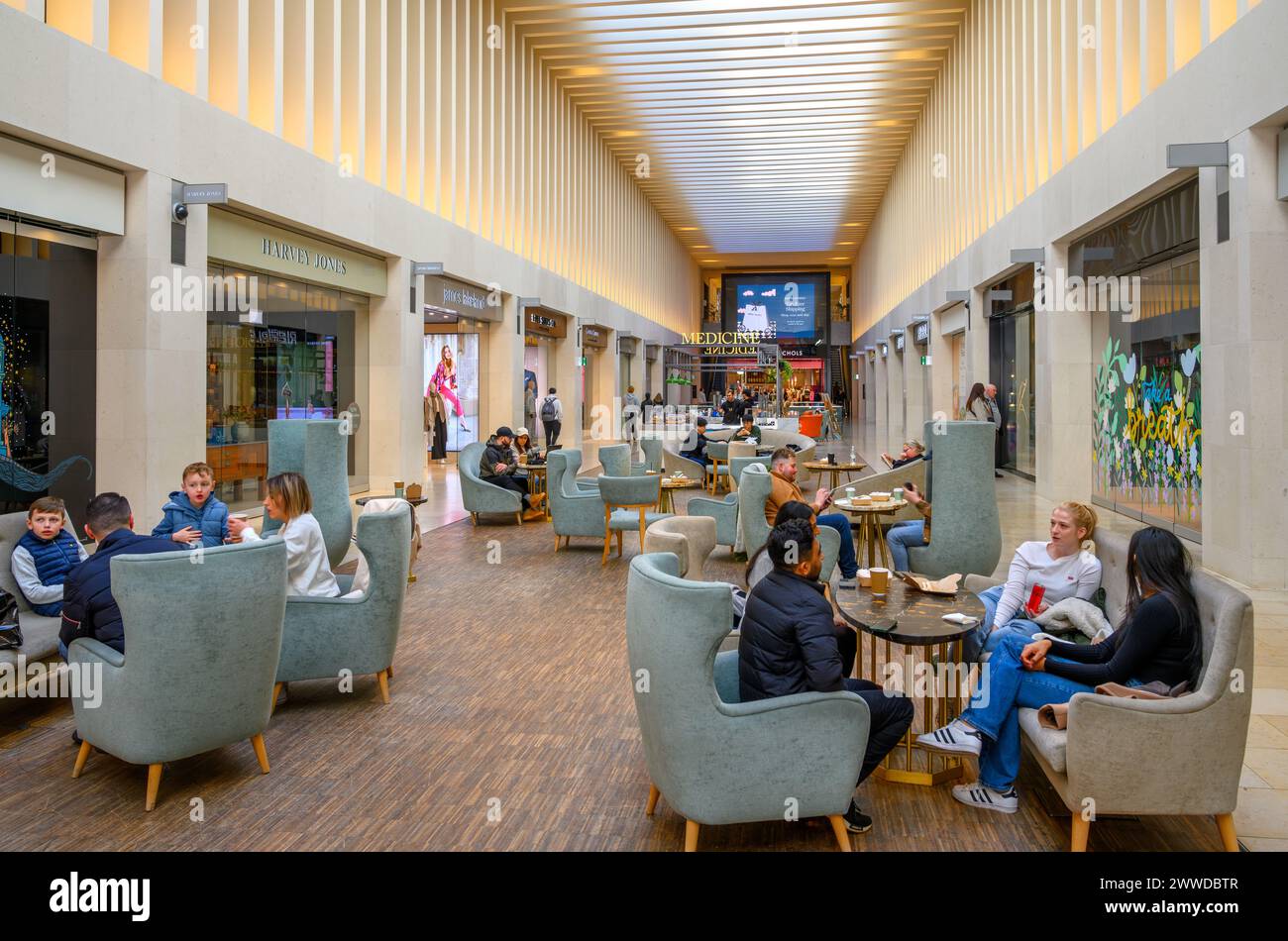 Interior of the Mailbox shopping mall, Birmingham, West Midlands ...