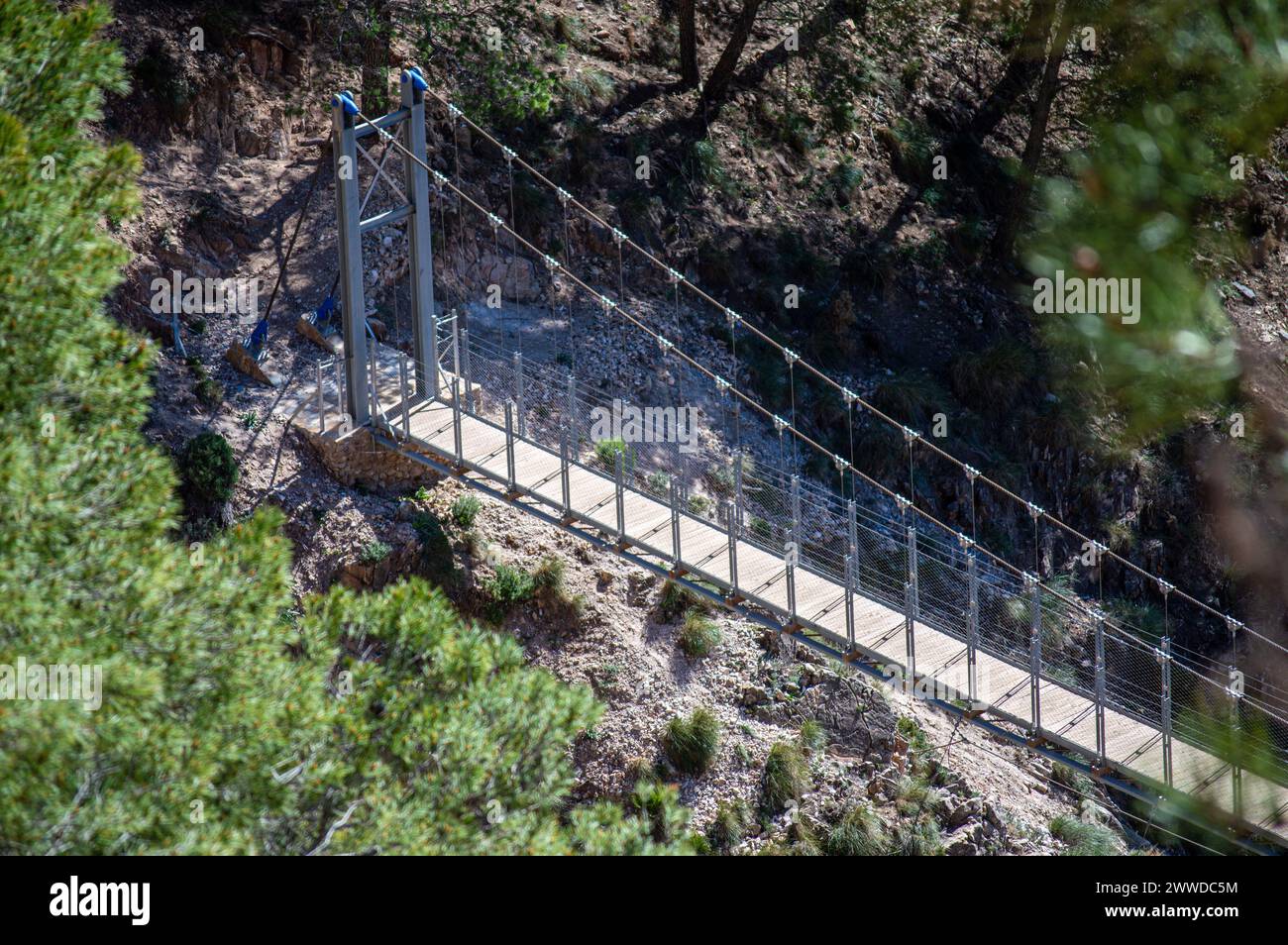 Hiking trail to Colgante bridge (Puente Colgante El Saltillo) over ...