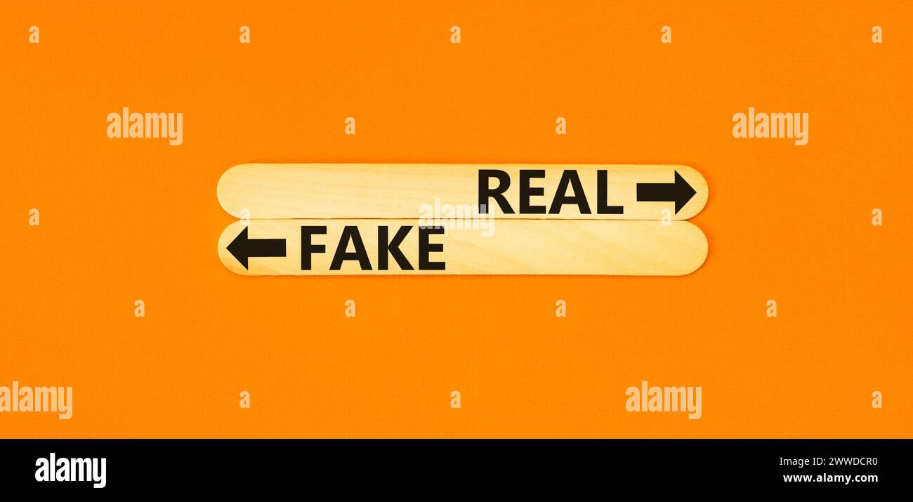 Real or fake symbol. Concept word Real or Fake on beautiful wooden ...