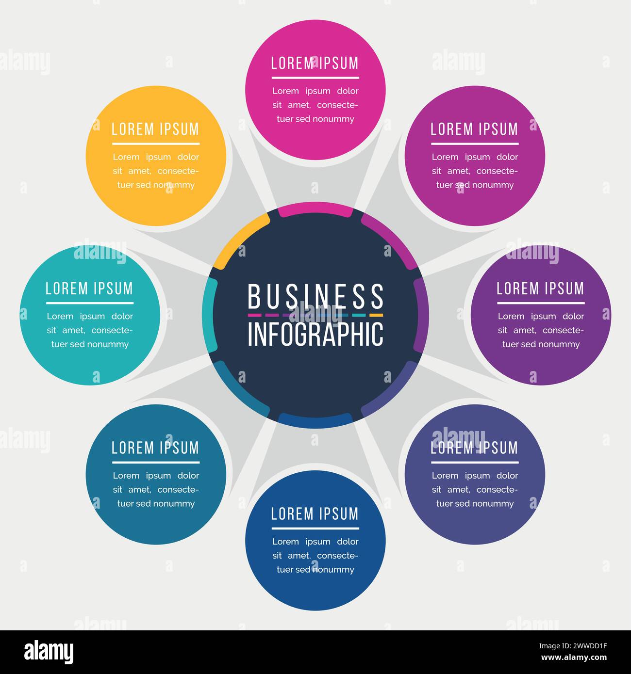 Infographic design circle 8 steps or options business information ...