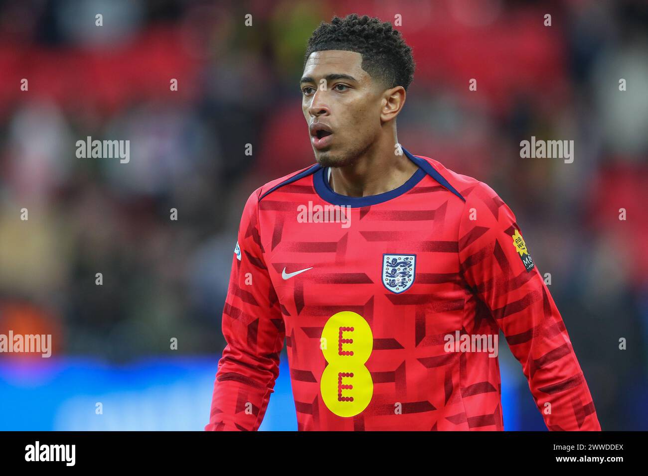 Jude Bellingham of England in the pregame warmup session during the ...