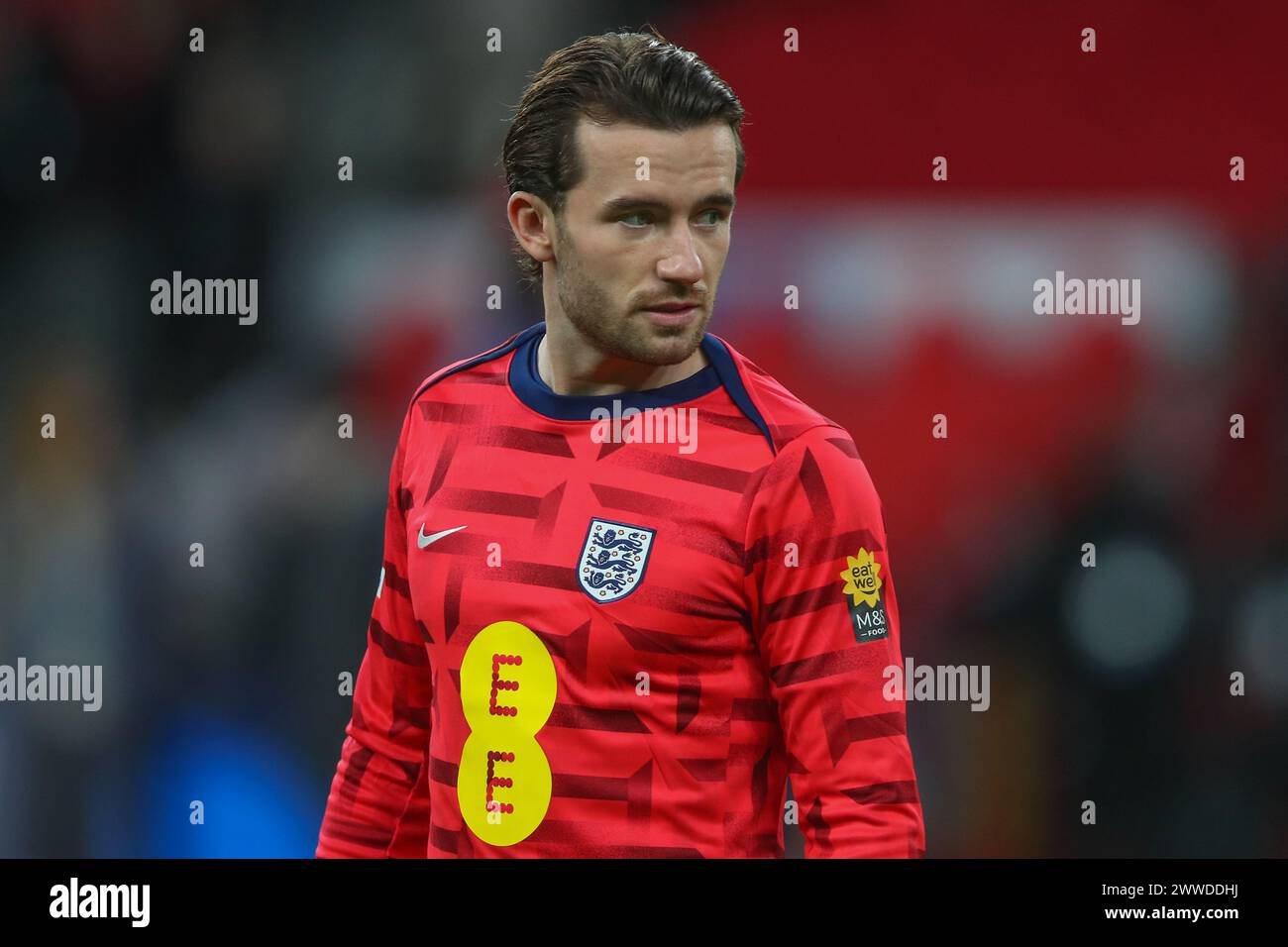Ben Chilwell of England in the pregame warmup session during the ...