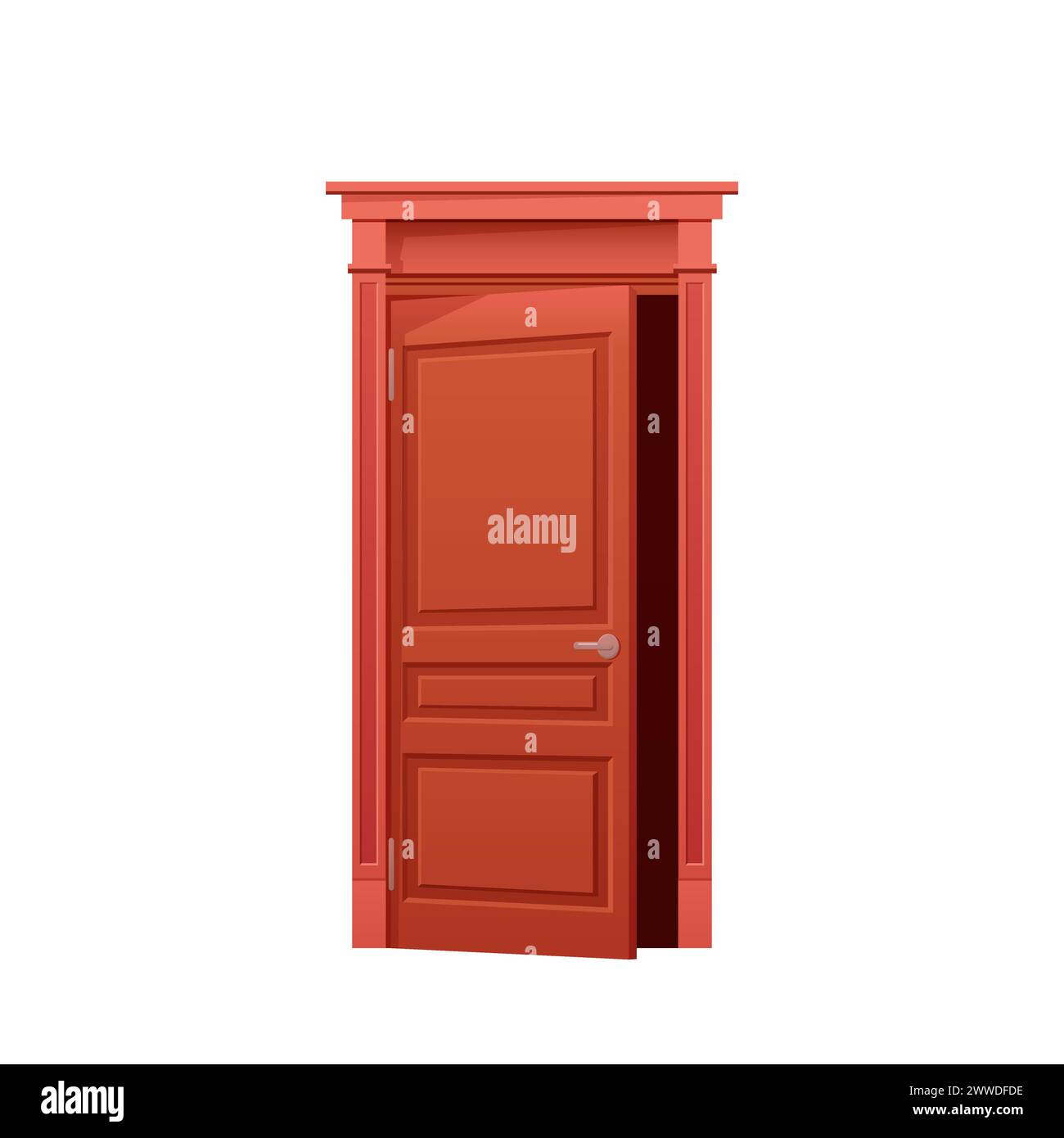 Animated ajar door. Home entrance door, wooden front door cartoon ...