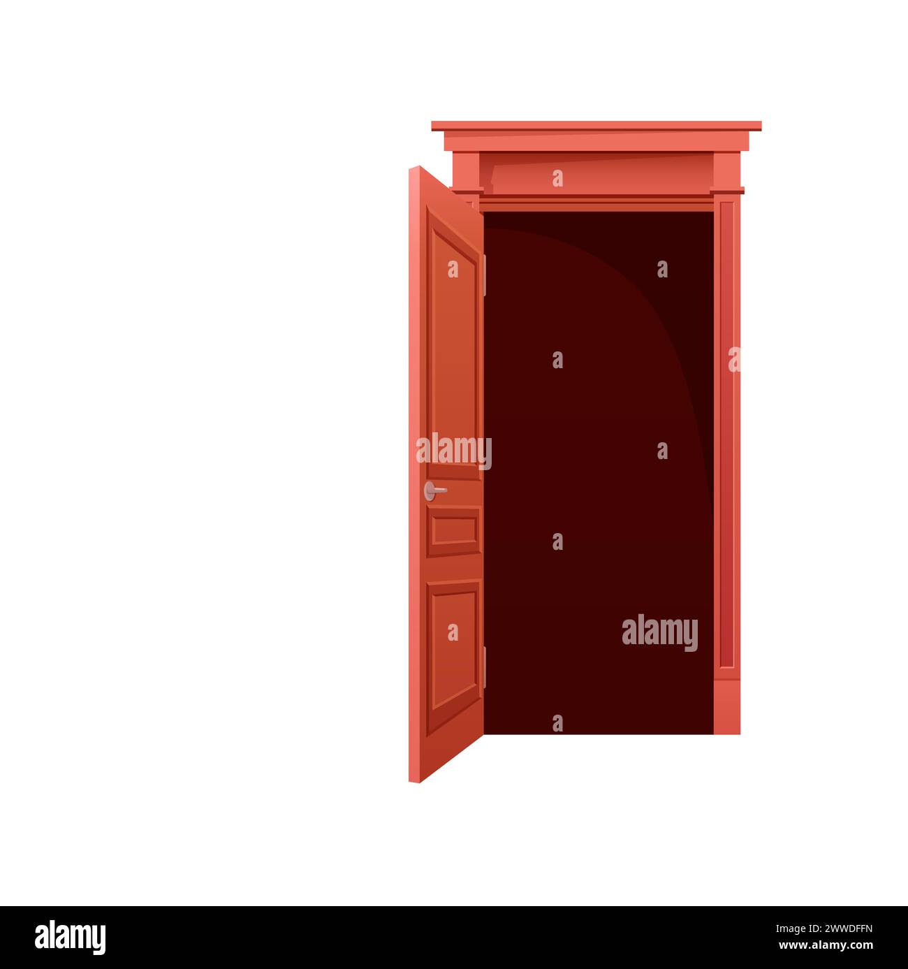 Animated open door. Home entrance door, wooden front door cartoon ...