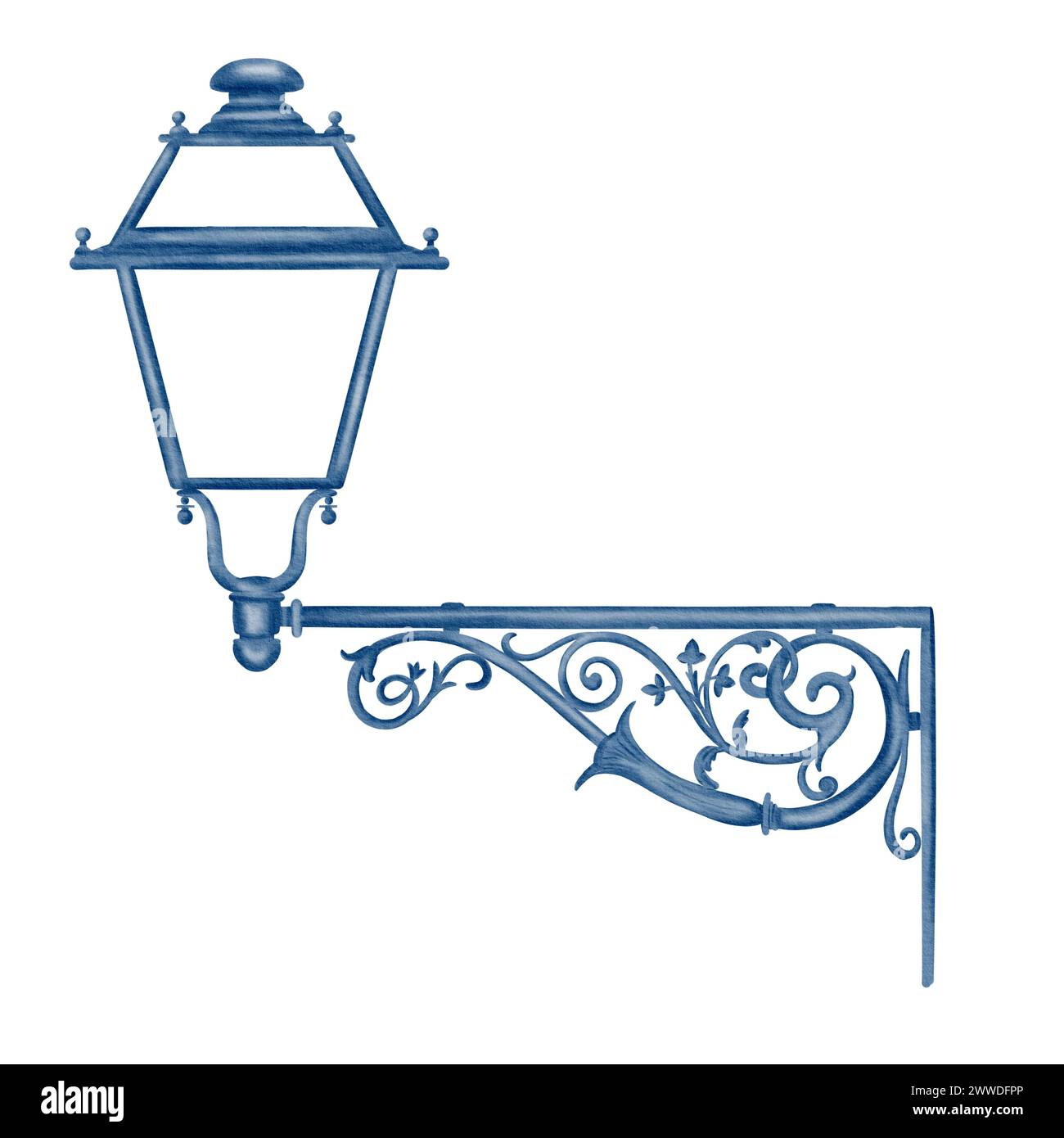 Vintage street lamp side view. In the streets of an old European city ...