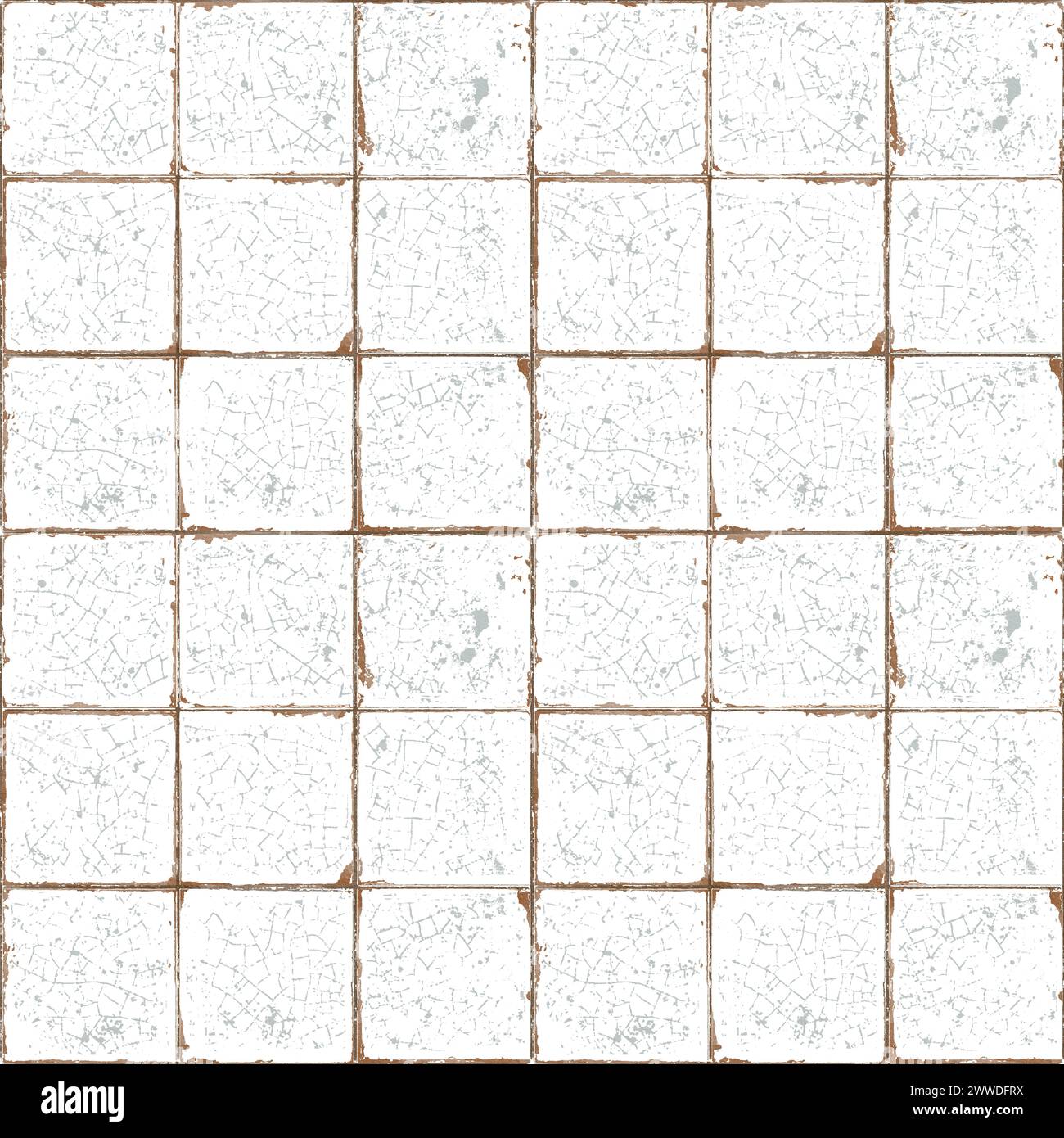 Antique square tile Illustration with chipped edges and cracked glaze ...