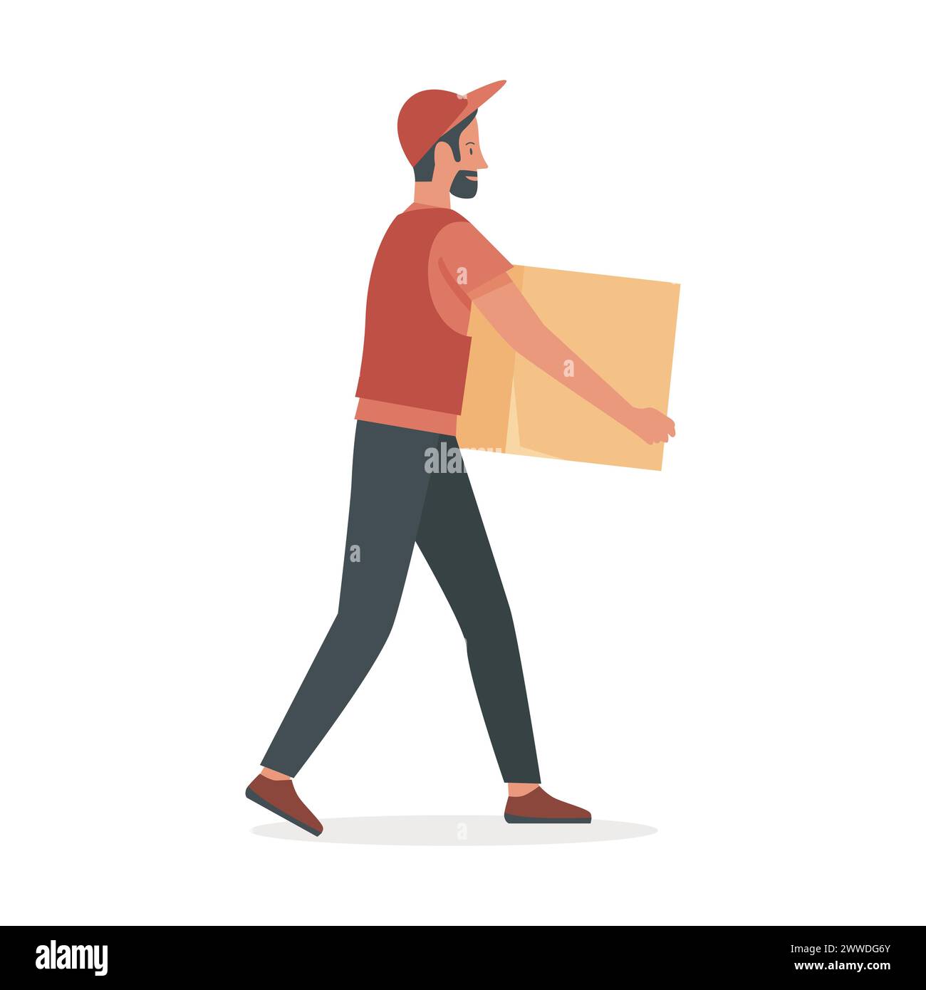 Courier carrying box package. Delivery man, express delivery service ...
