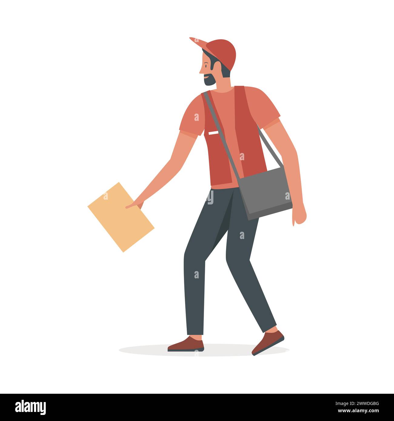 Courier postman with letter. Delivery man, express delivery service ...