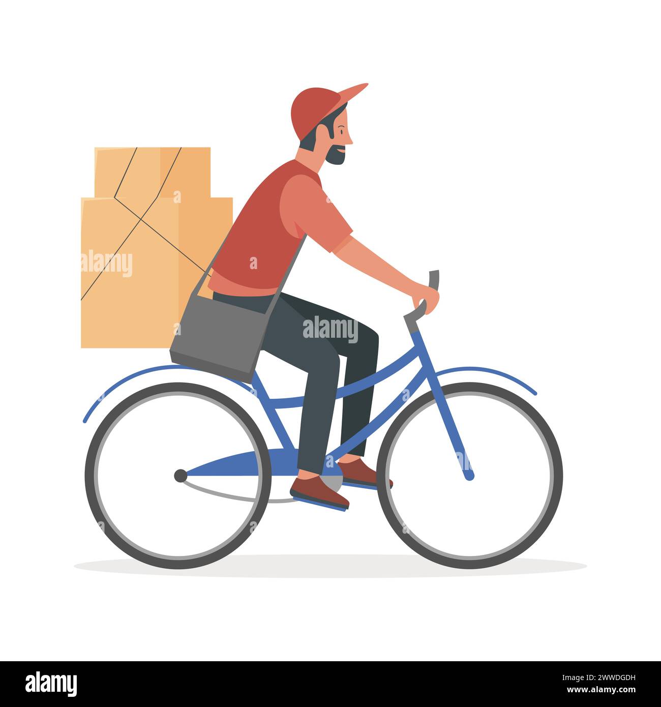 Delivery courier on bicycle. Eco delivery service, express goods ...