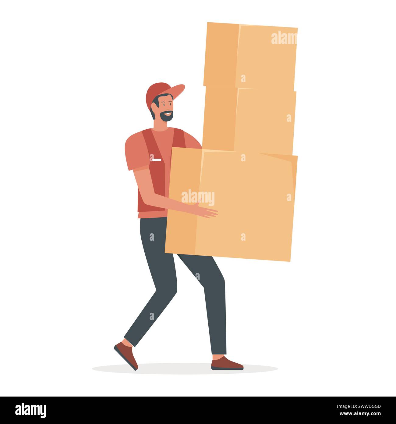 Courier carrying order parcels. Delivery man, express delivery service ...