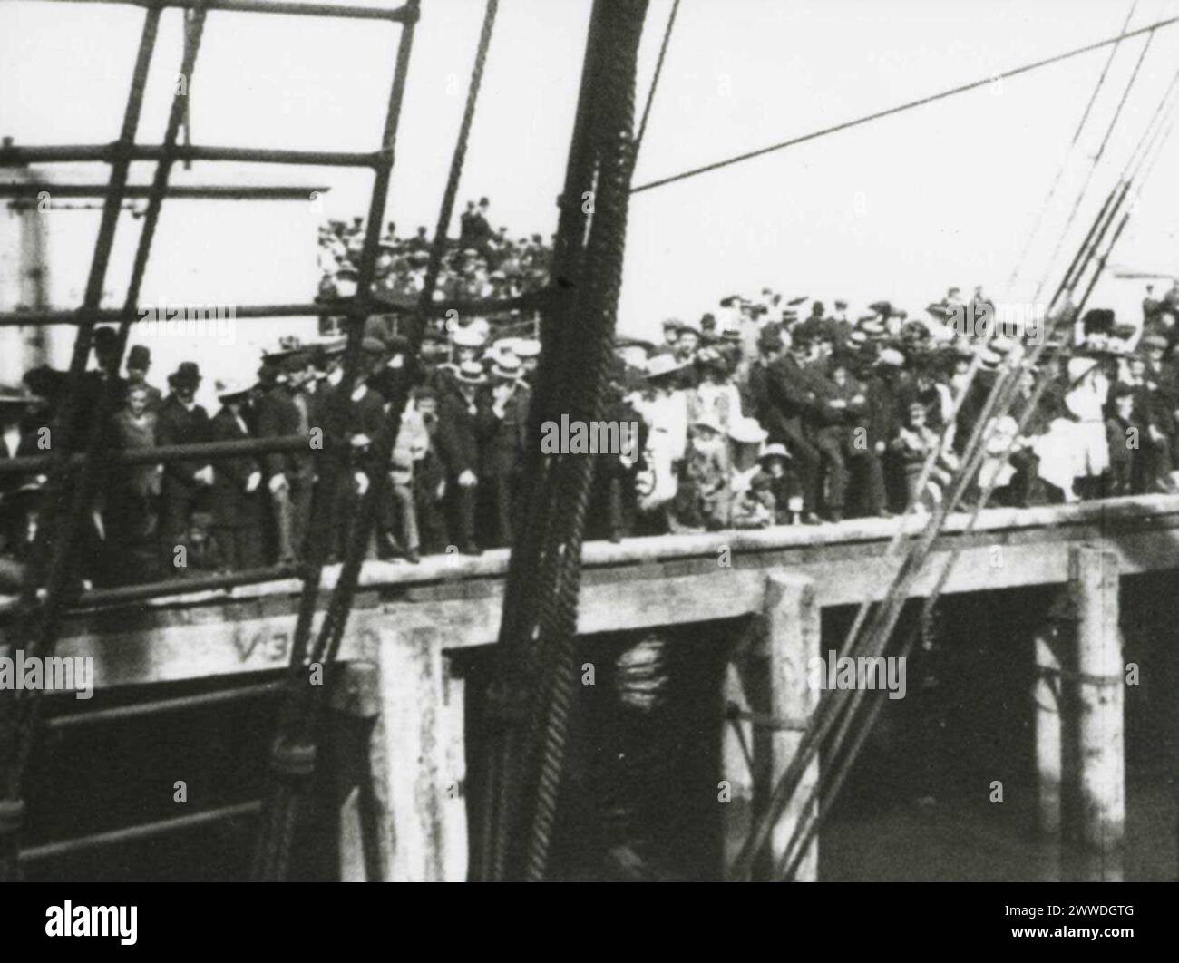 Vessel seen through rigging Description: 'Photograph (Cinematograph ...