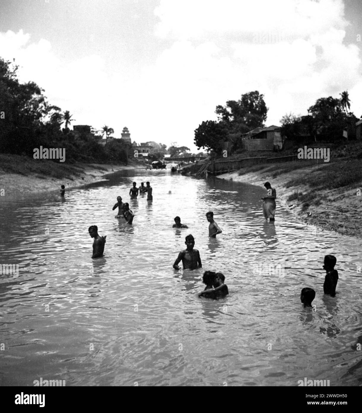 Bathing at Kalighat Description: "In Kalighat. Hindus bathing in the ...