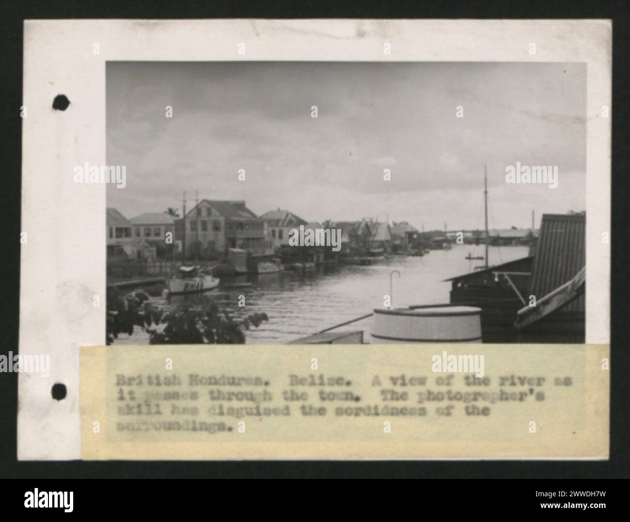 Photograph of the river flowing through Belize town in British Honduras ...