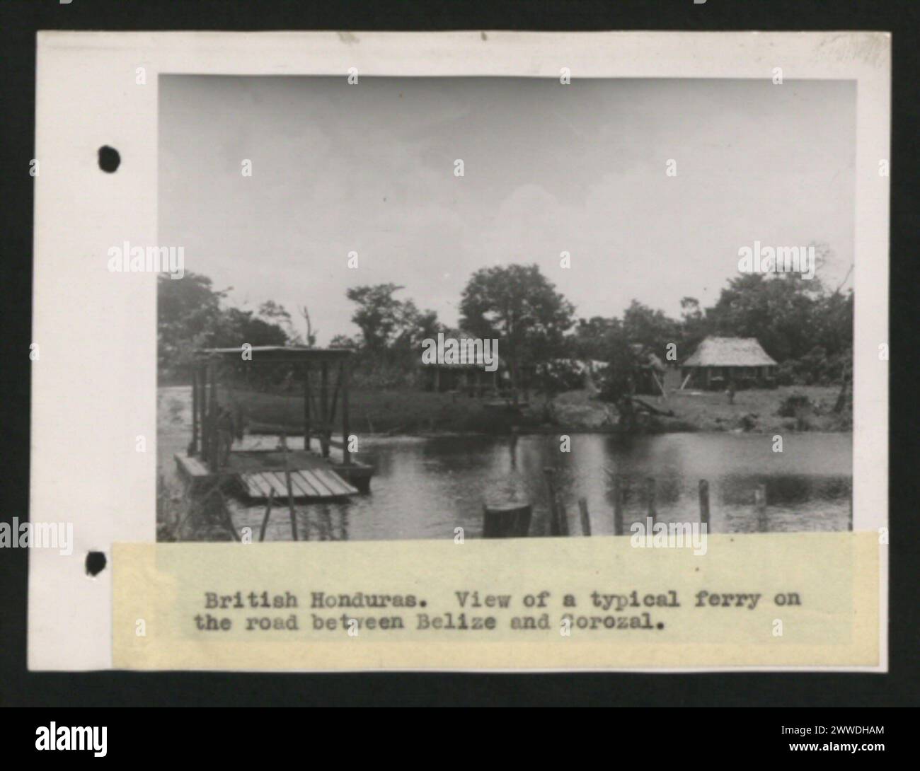 Description: British Honduras. View of a typical ferry on the road ...