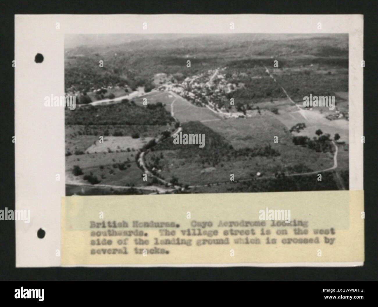 Cayo Aerodrome in British Honduras (Belize) viewed southwards, showing ...