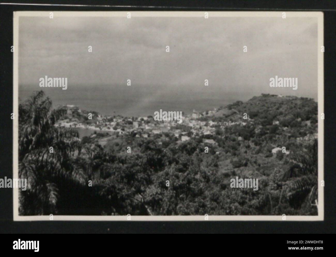 Photograph of Grenada in 1939 showing landscape, urban areas, buildings ...