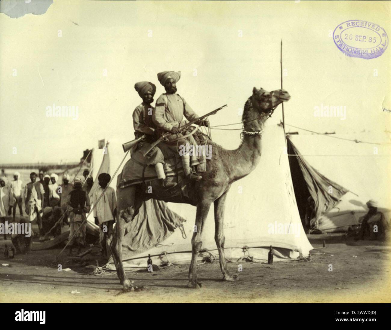 Camel Corps Description: "Photograph of Camel Corps two Sihks mounted ...