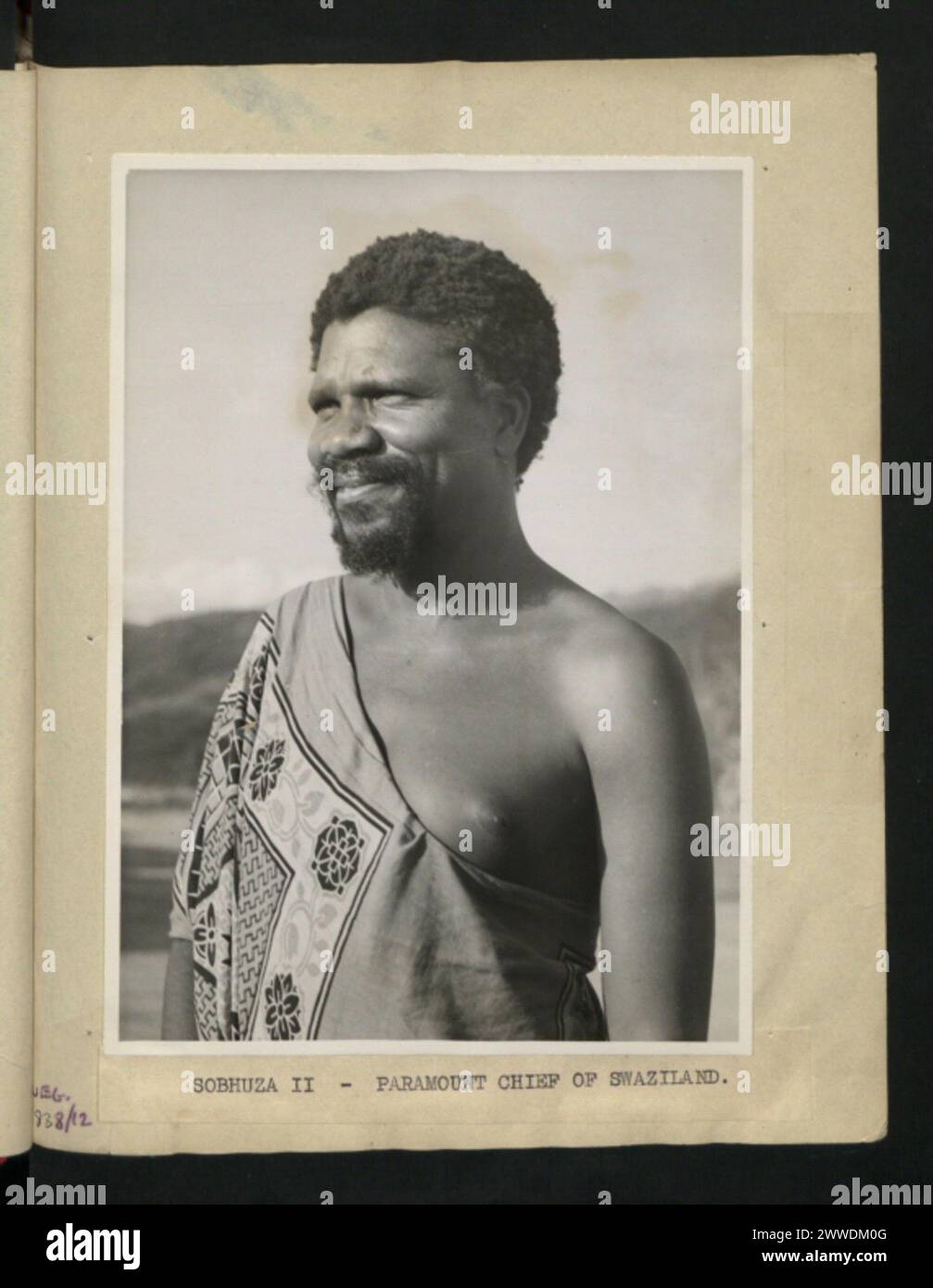 Portrait of Sobhuza II, Paramount Chief of Swaziland, taken in 1945 ...