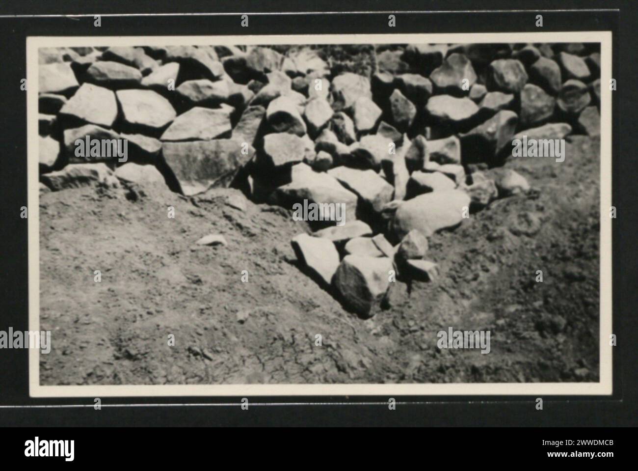 Description: Old system of stone walling for control of erosion ...