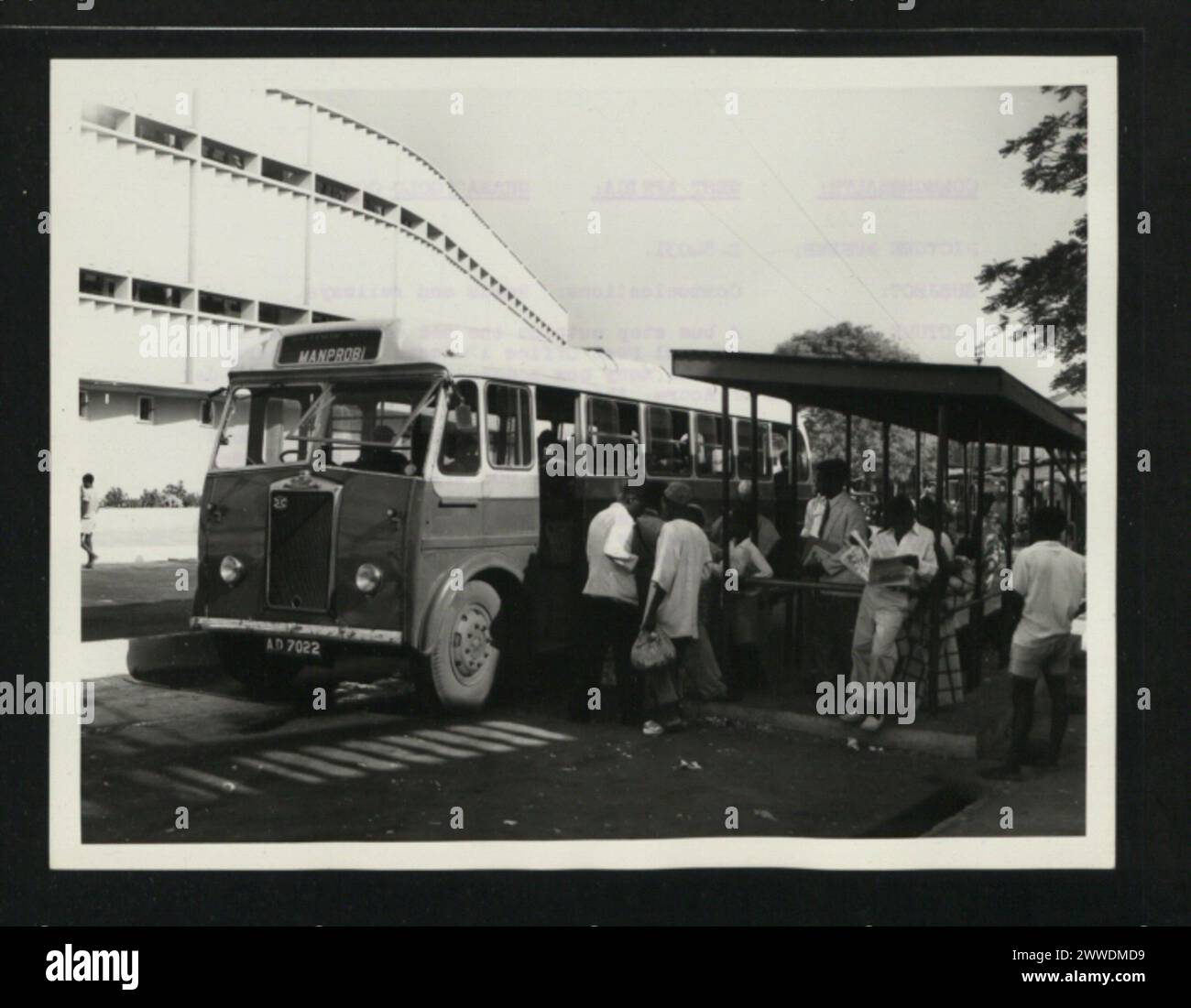 Photograph of a bus stop outside the new extension of the General Post ...