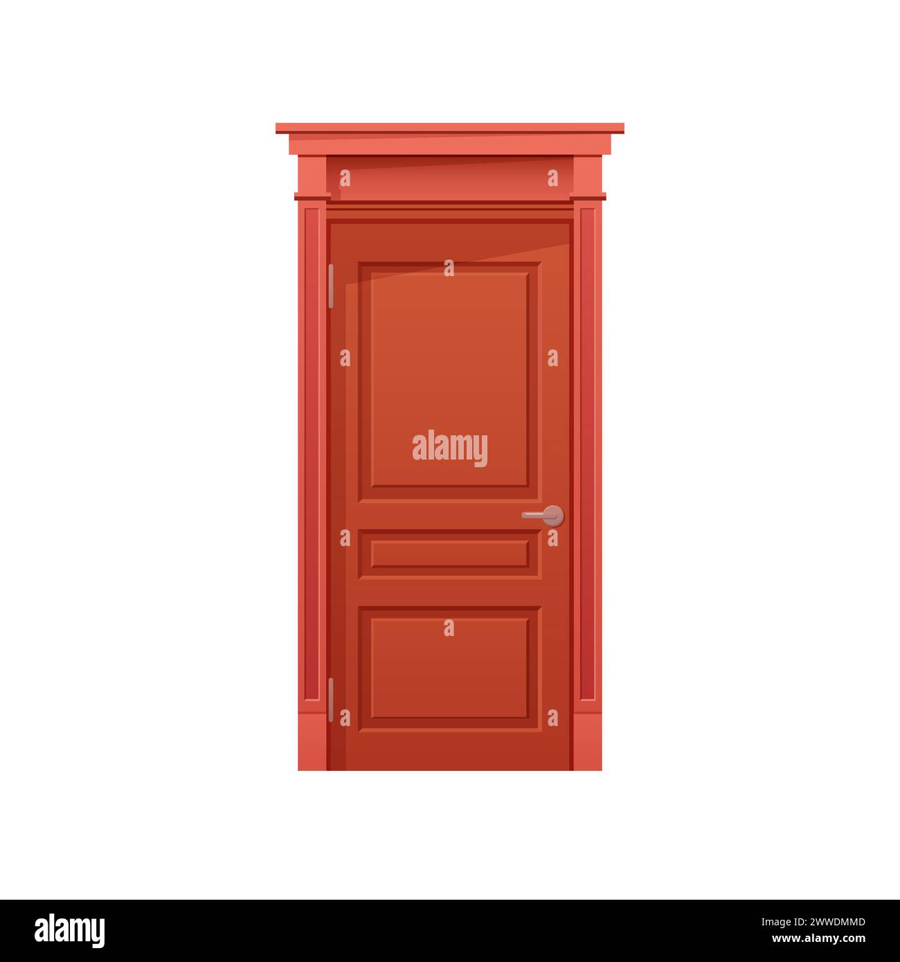 Animated closed door. Home entrance door, wooden front door cartoon ...