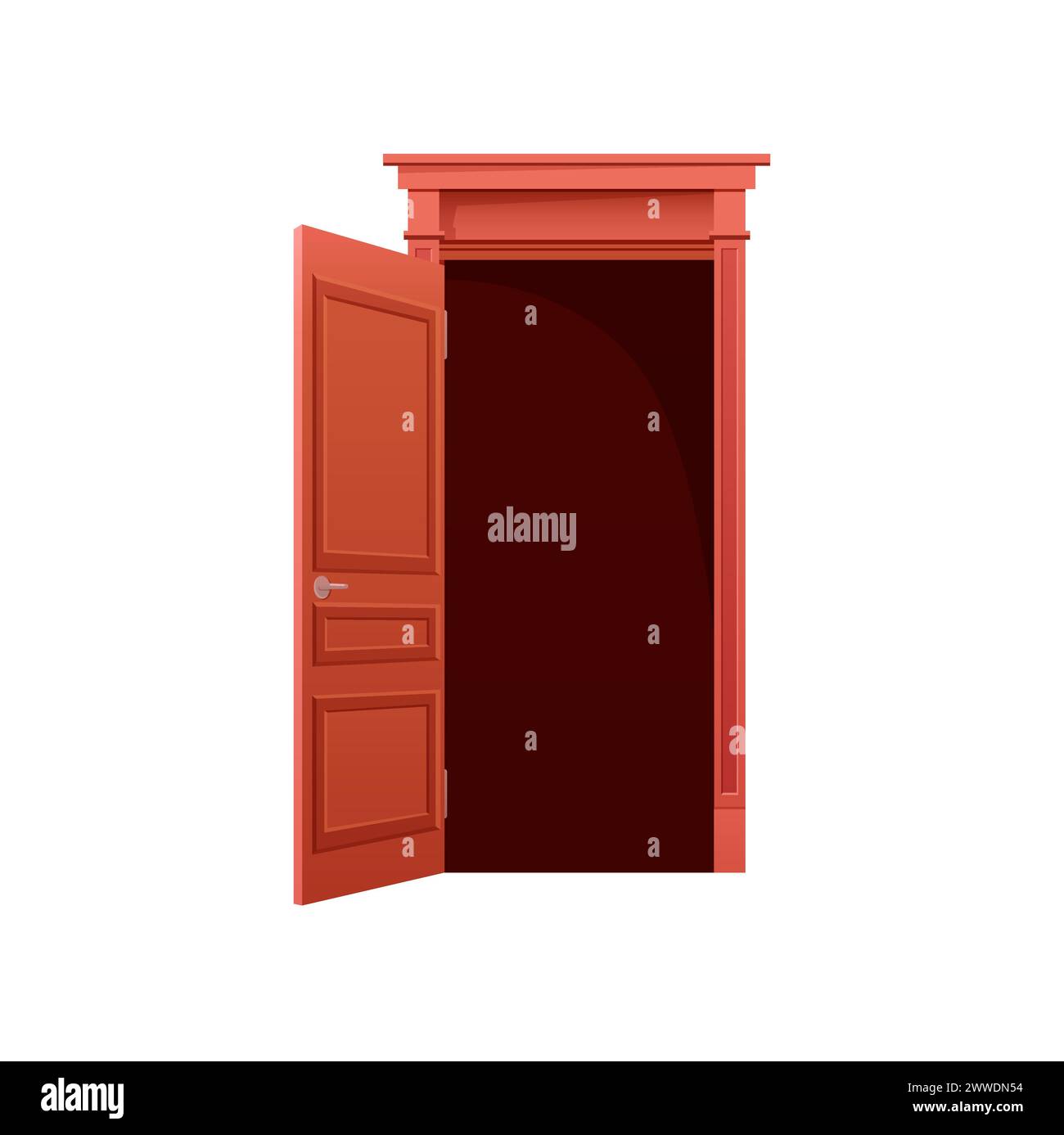 Animated open front door. Home entrance door, wooden front door cartoon ...