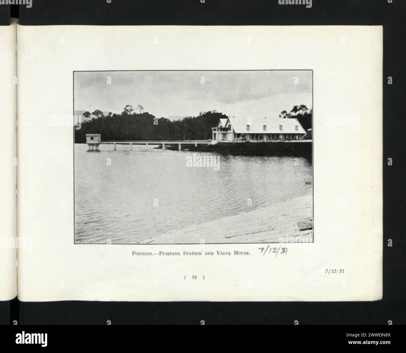Photograph of a pumping station and valve house in Pontian, Malaya ...