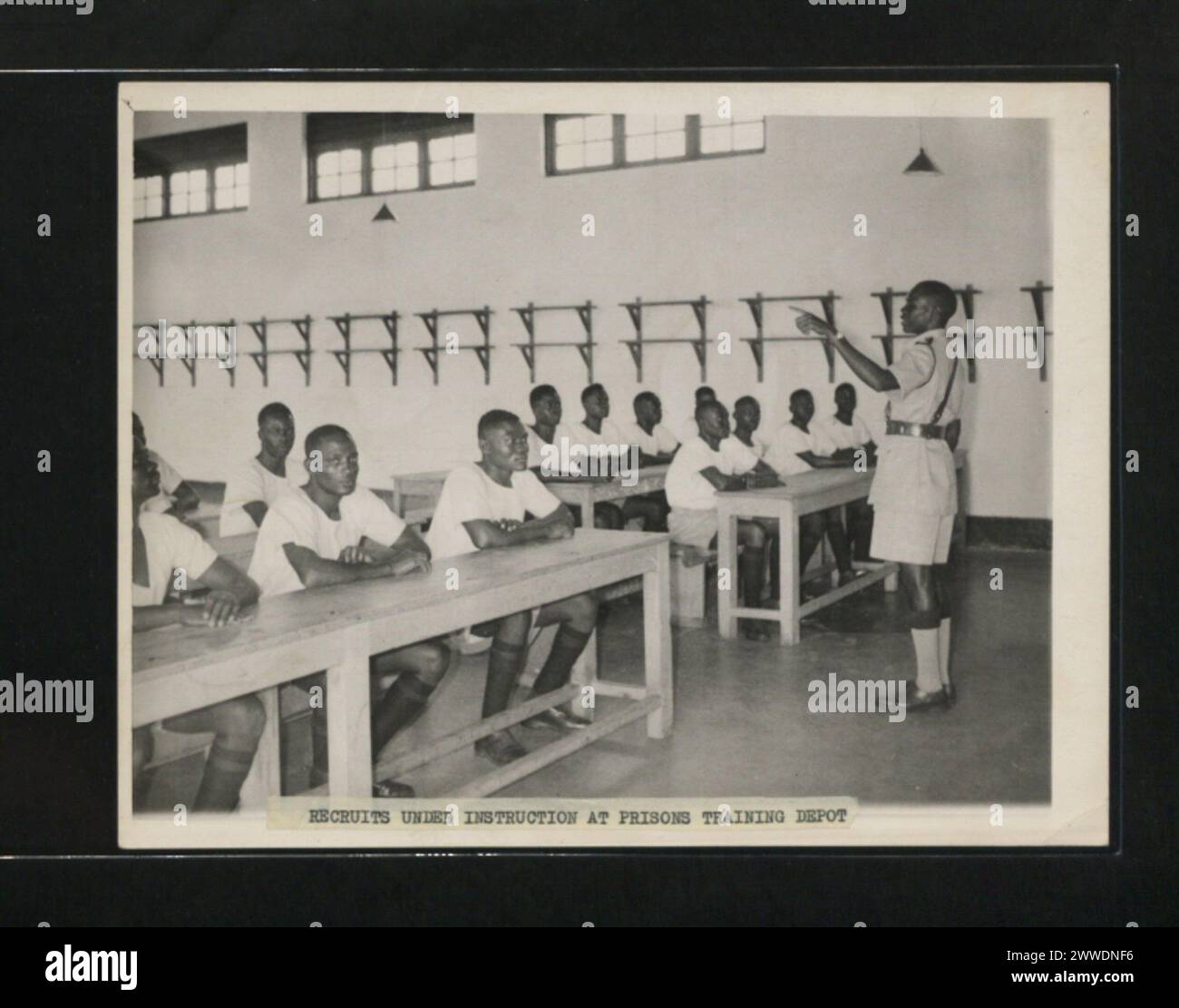 Description: Recruits under instruction at prisons training depot ...