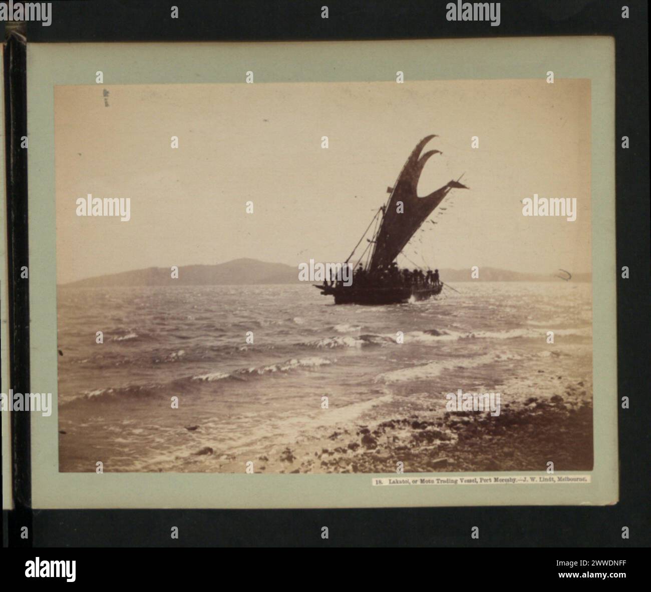 Description: Lakatoi, or Motu trading vessel, Port Moresby.-J.W. Lindt ...