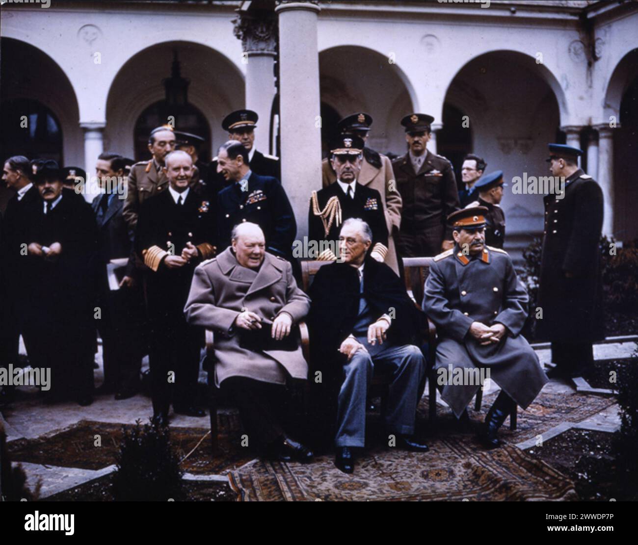 Photograph from February 1945 showing Winston Churchill, Franklin D ...