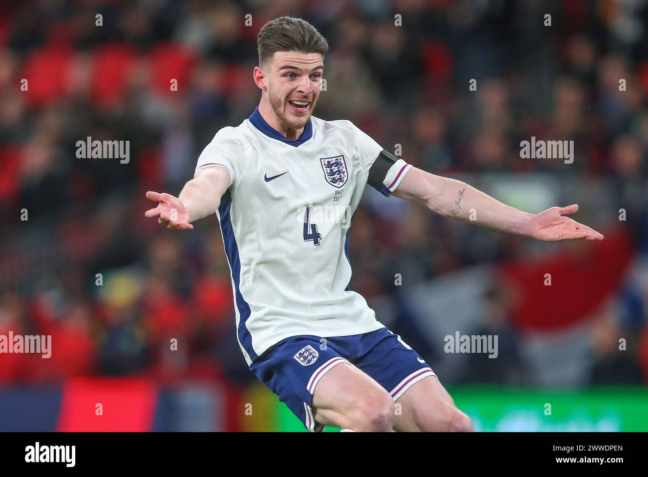 Declan Rice of England reacts during the International Friendly match ...