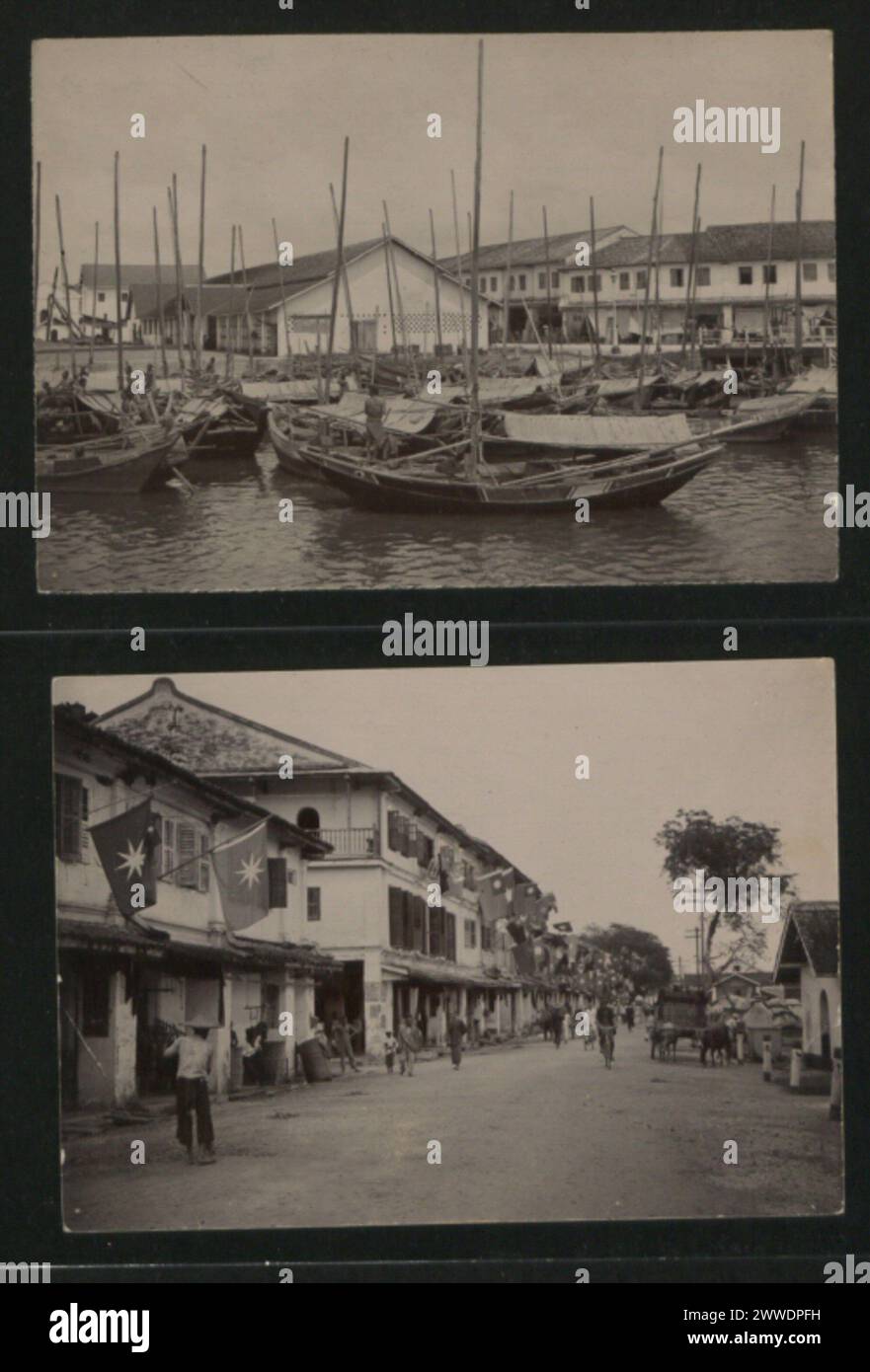 Description: Fishing boats ('Kotok') at the wharf. Location: Borneo ...