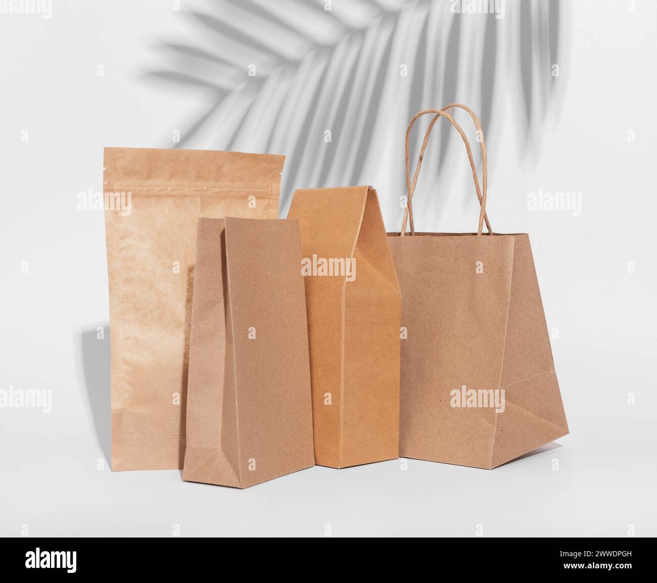 Craft paper bag, box. Brown beige eco packages, packs for product ...
