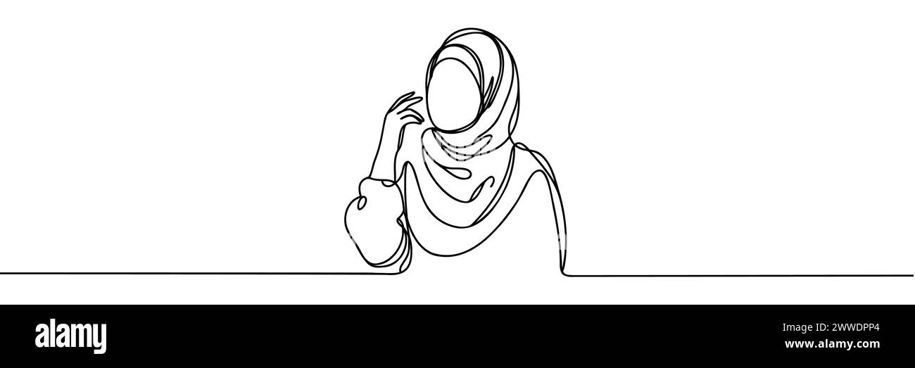Continuous one line drawing muslim woman Stock Vector Image & Art - Alamy