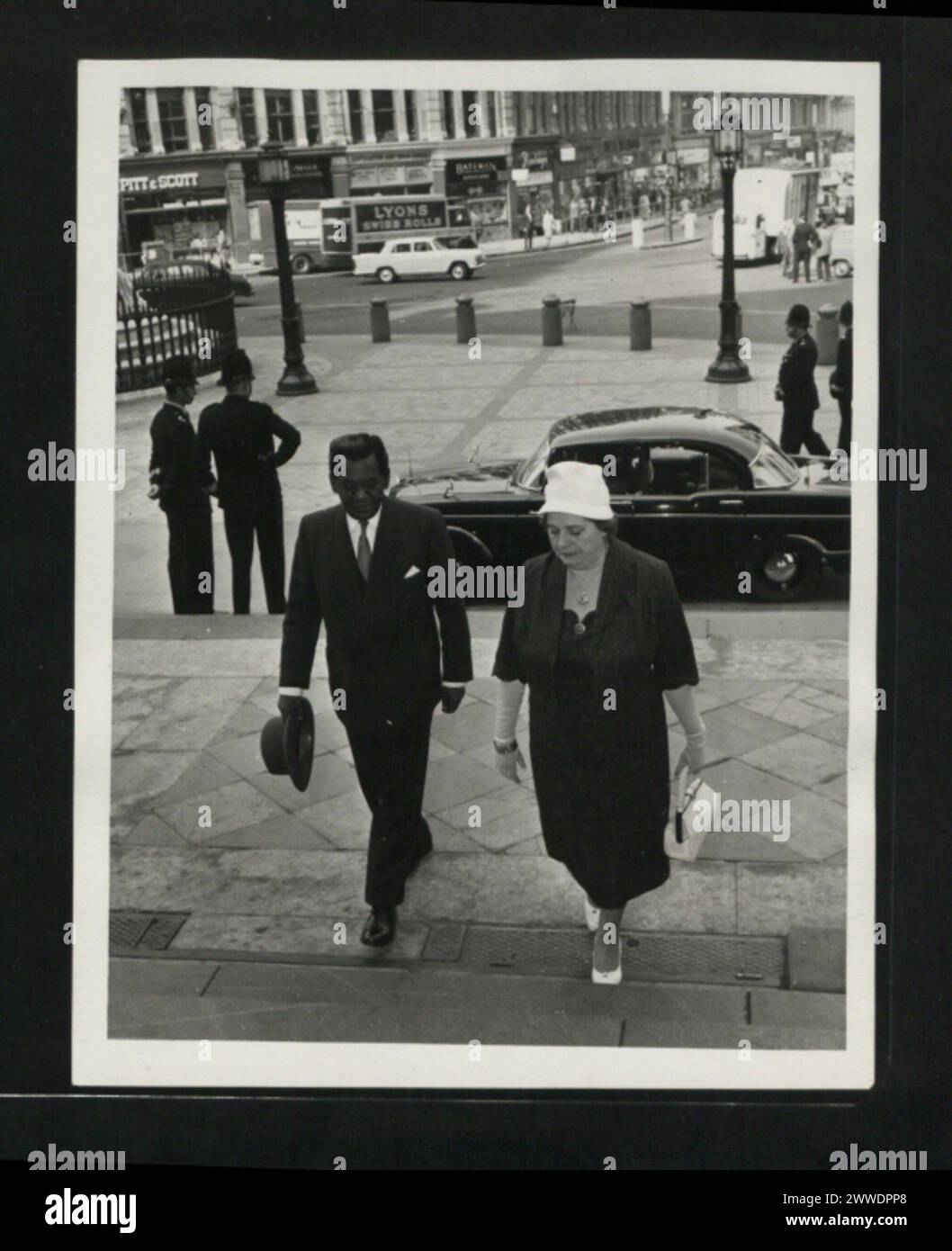 Photograph from 1960 showing Mr and Mrs Neerunjun arriving at St. Paul ...