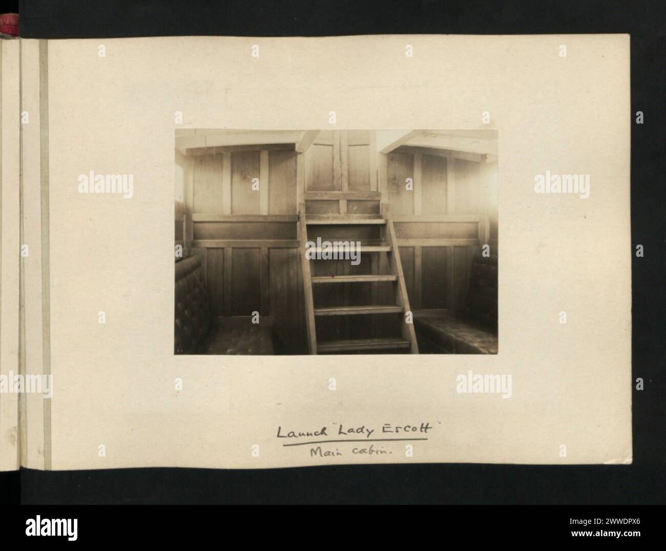 Main cabin of the launch 'Lady Escott' in Fiji, showing interior design ...