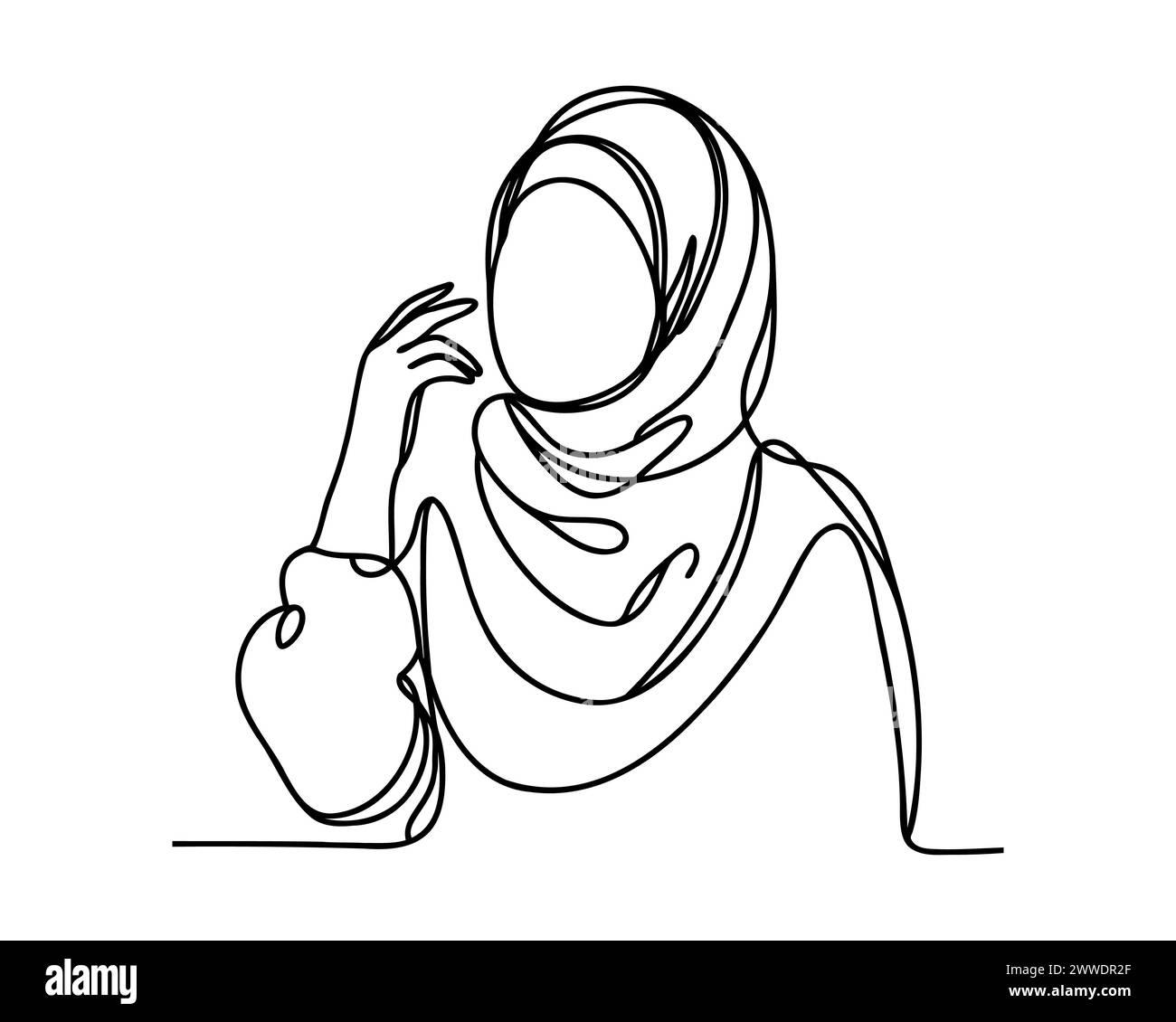 Continuous line muslim woman hi-res stock photography and images - Alamy