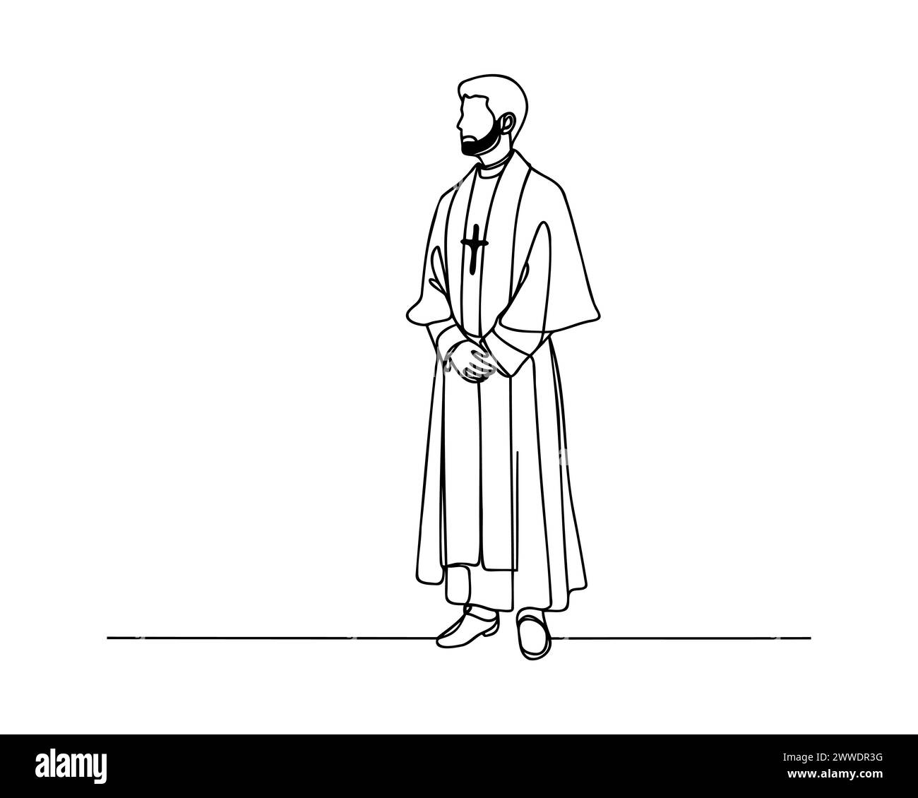 One continuous line drawing of a male priest Stock Vector Image & Art ...